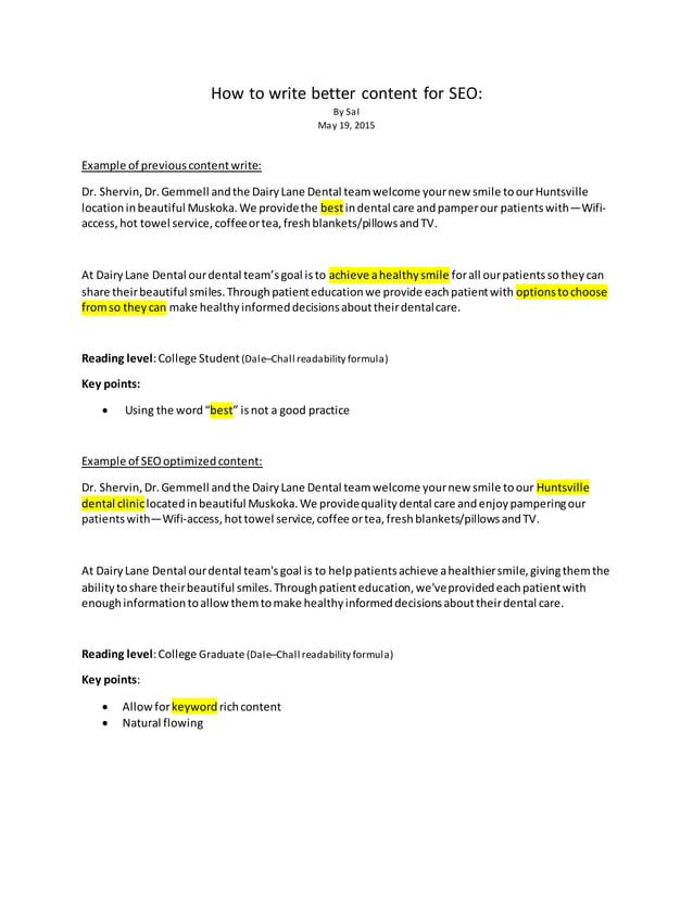 How to write better content for seo | PDF