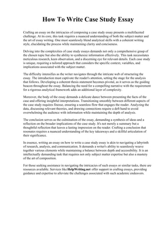 How To Write Case Study Essay. Rasmussen University | PDF