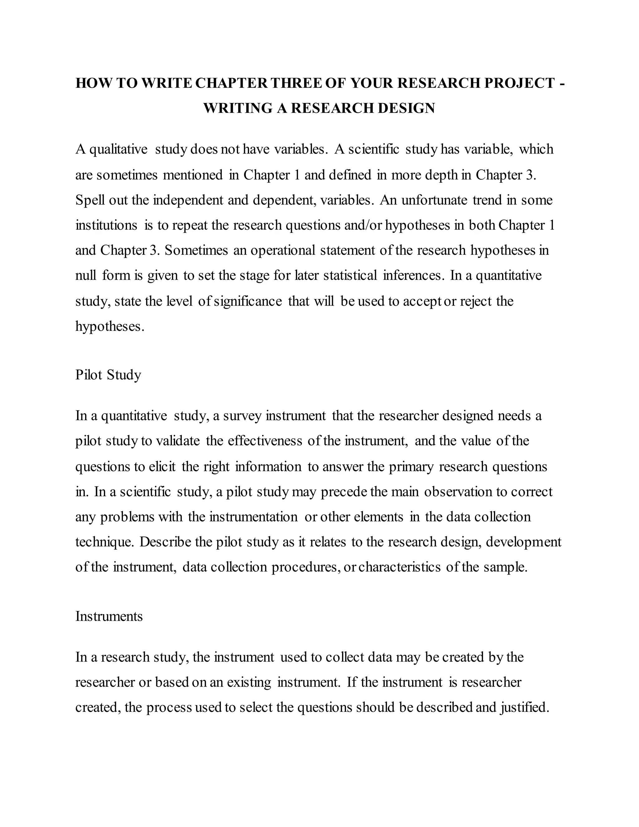 How to write chapter three of your research project | DOCX