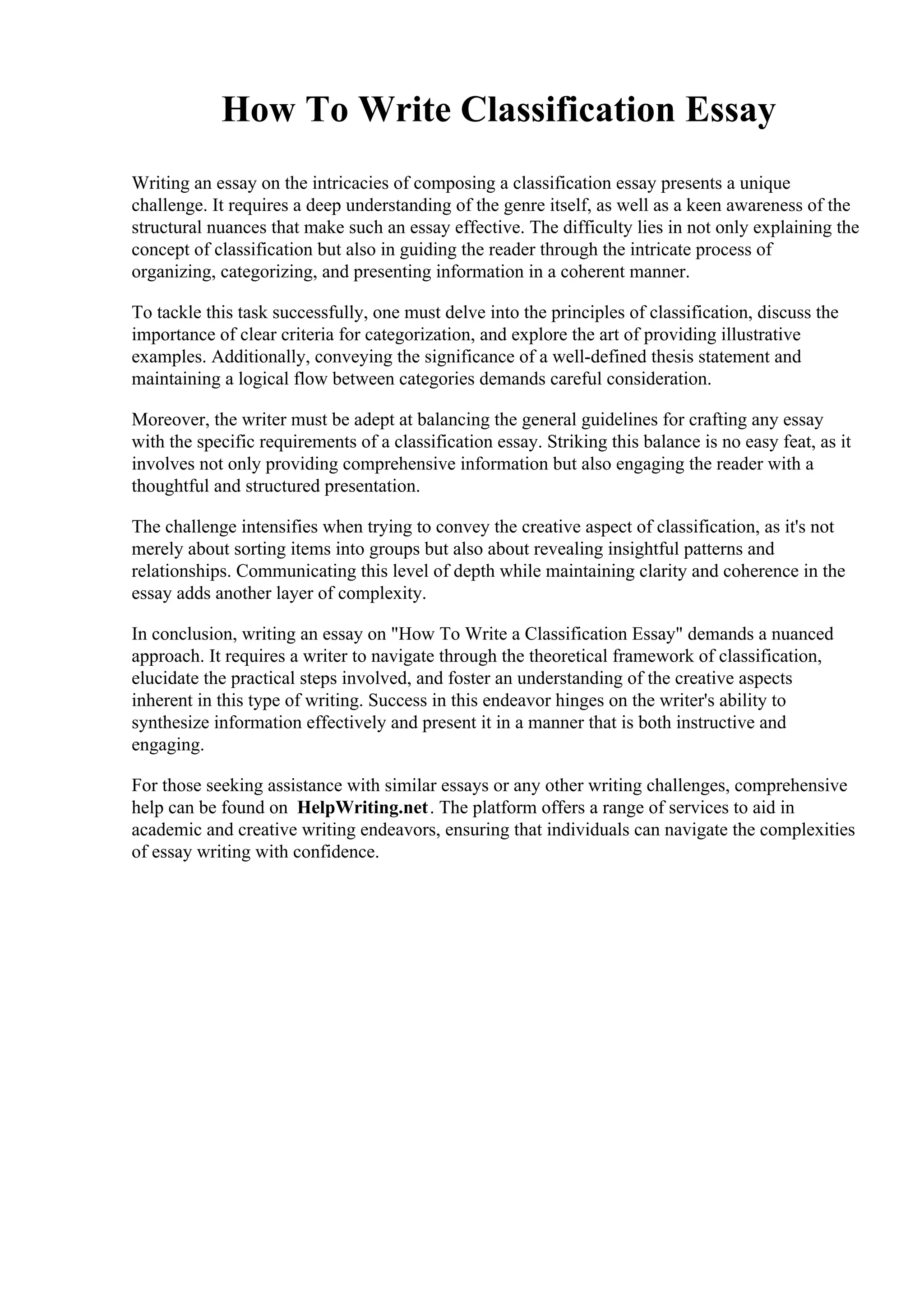 How To Write Classification Essay. Flathead Valley Community College | PDF