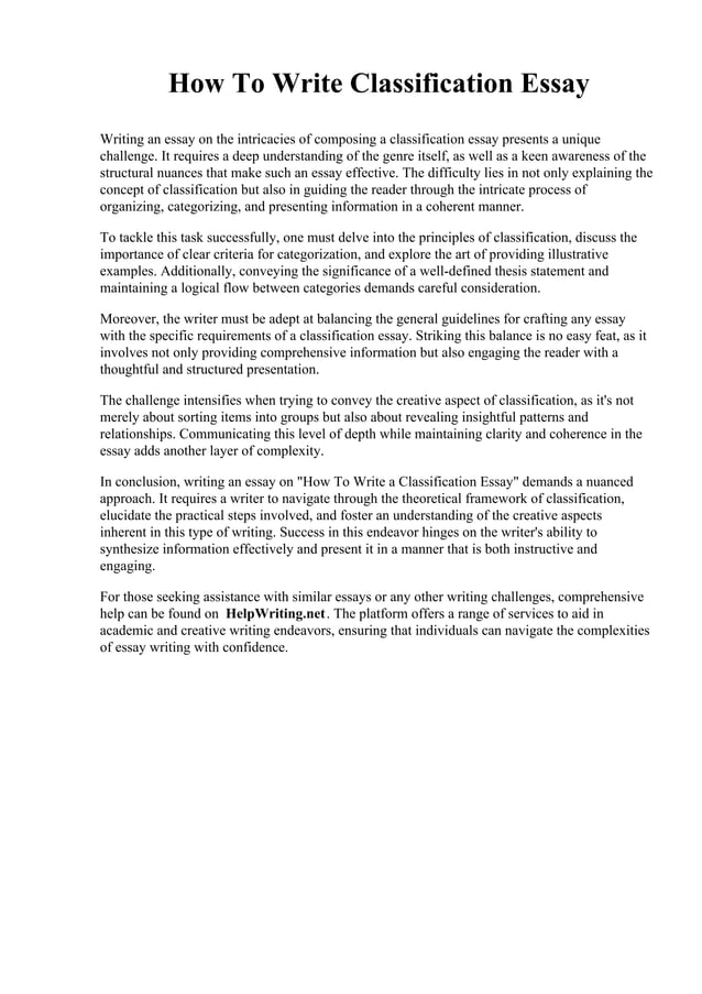 How To Write Classification Essay. Flathead Valley Community College | PDF