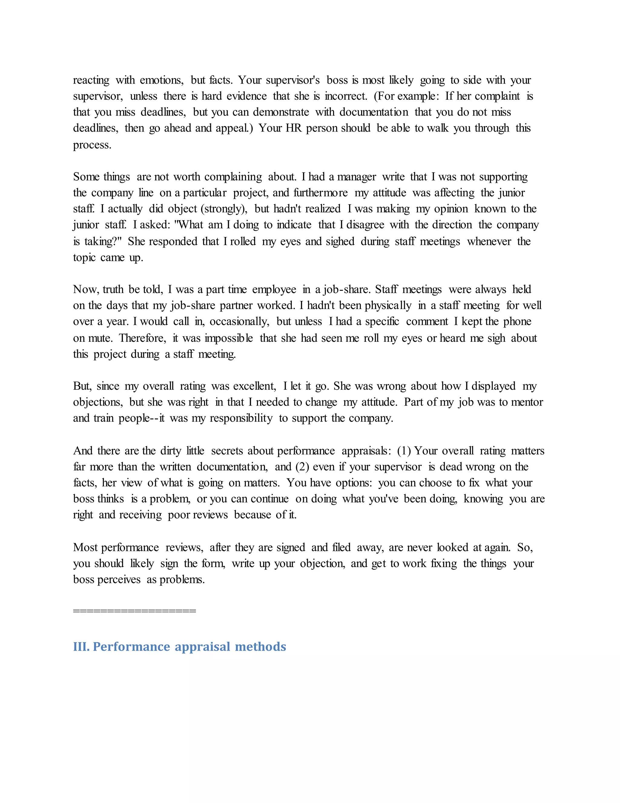 How to write comments on performance appraisal | DOCX