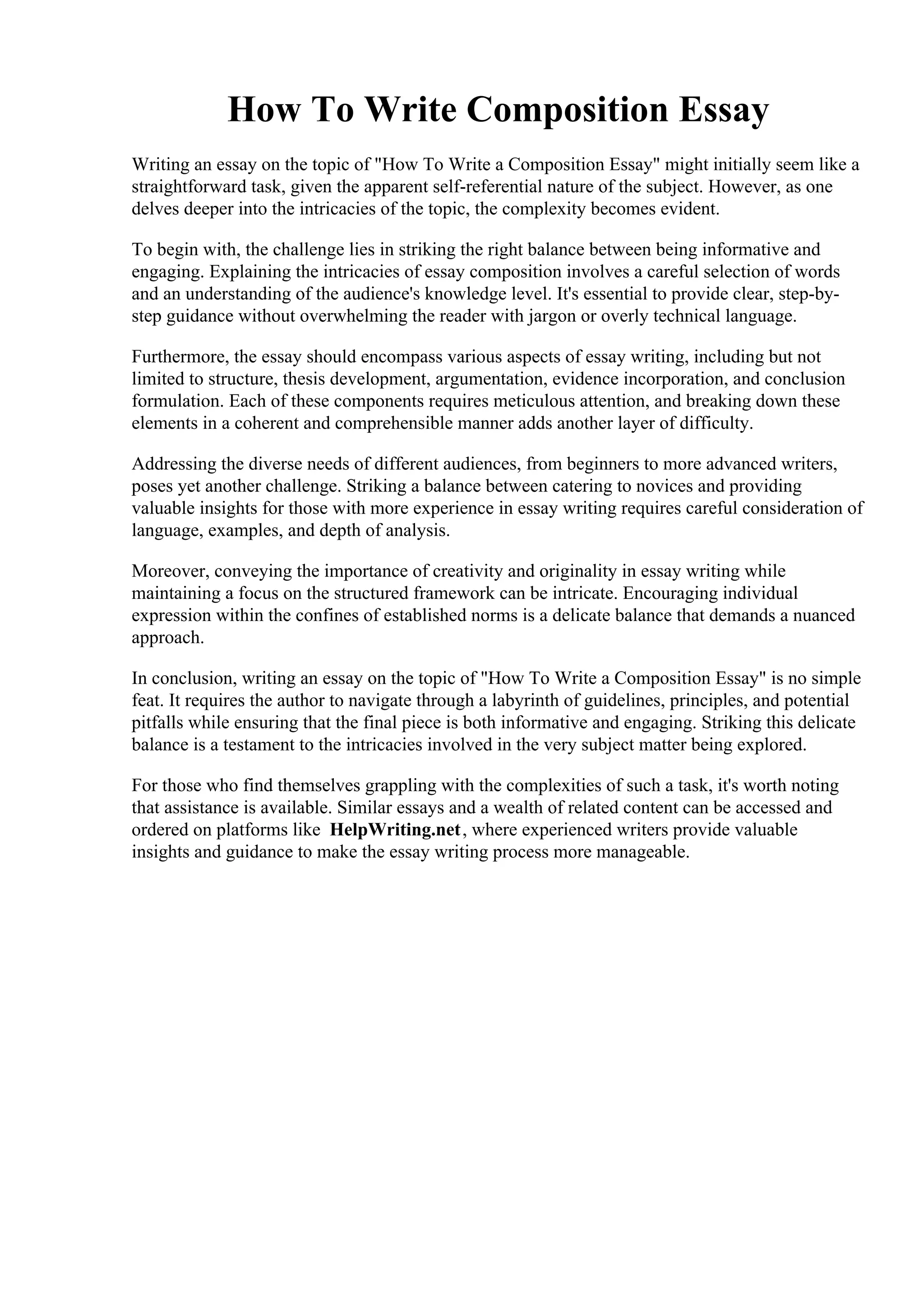 How To Write Composition Essay. Essay Writing Examples - 21 Samples in ...