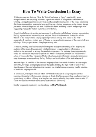 How To Write Conclusion In Essay. Breathtaking Critical Essay ...