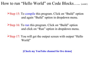 How to write c program with code blocks | PPT | Programming Languages | Computing