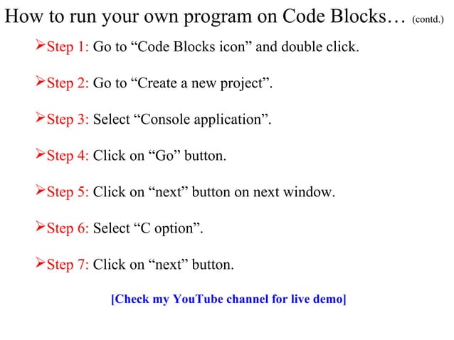 How to write c program with code blocks | PPT | Programming Languages | Computing