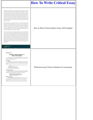 How To Write Critical Essay | PDF
