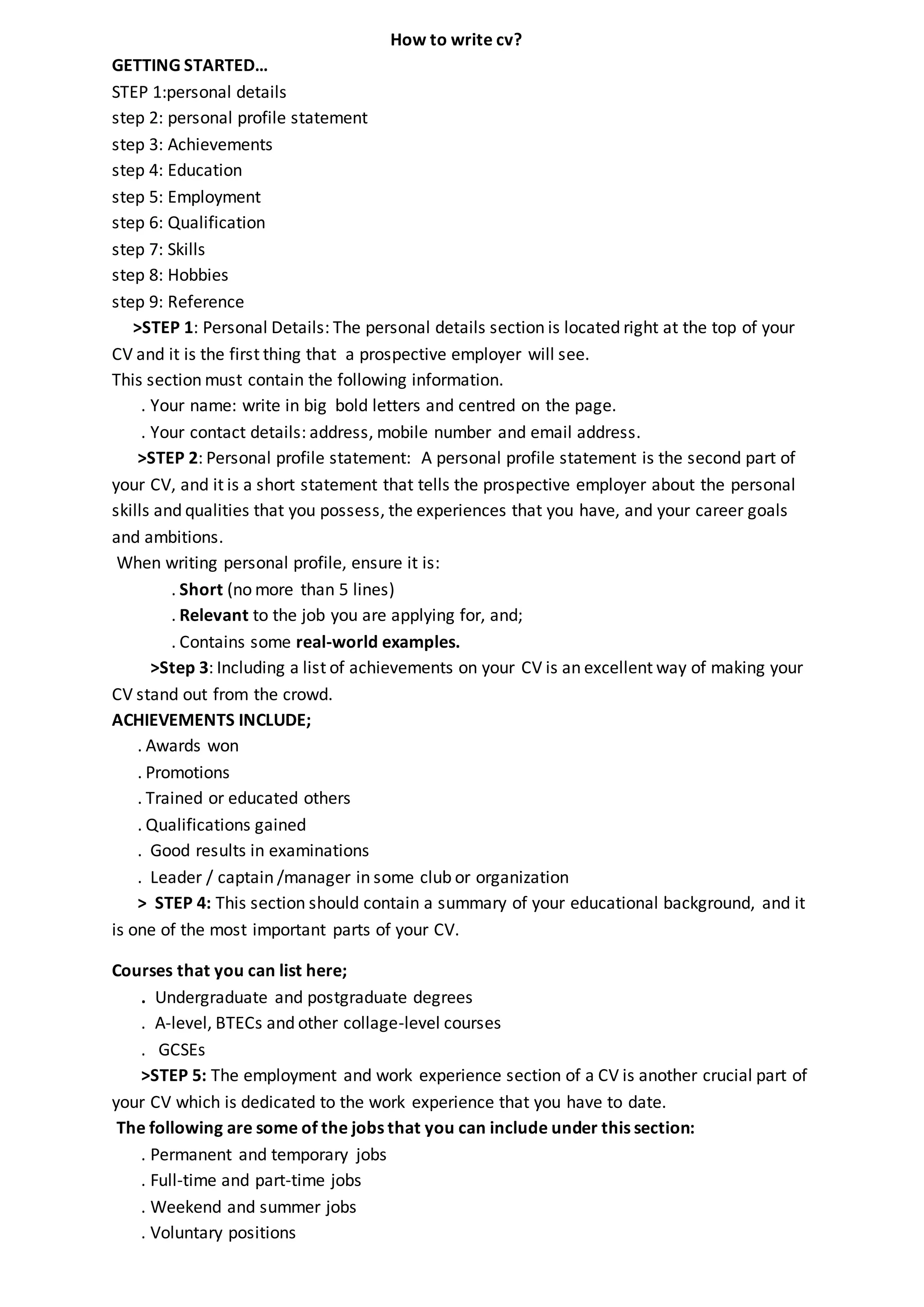 How to write cv | PDF