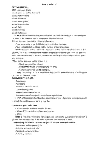 How to write cv | PDF