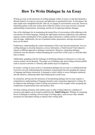 How To Write Dialogue In An Essay.pdf