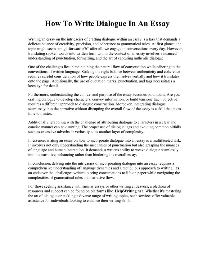 How To Write Dialogue In An Essay.pdf