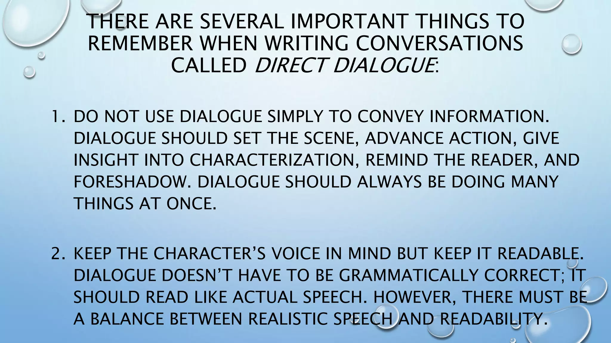 How to write dialogue in a story teacher's notes | PPTX