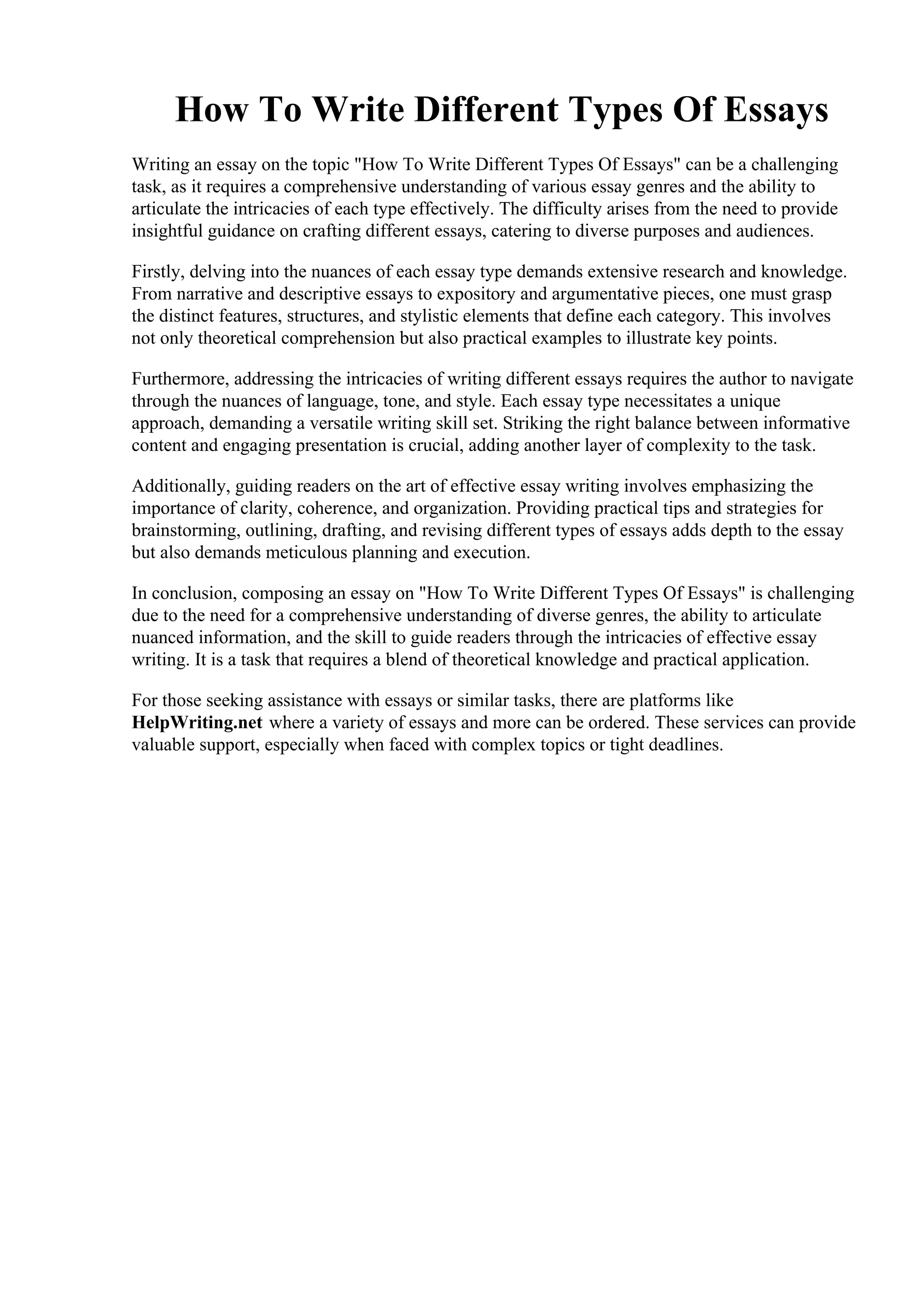 How To Write Different Types Of Essays.pdf