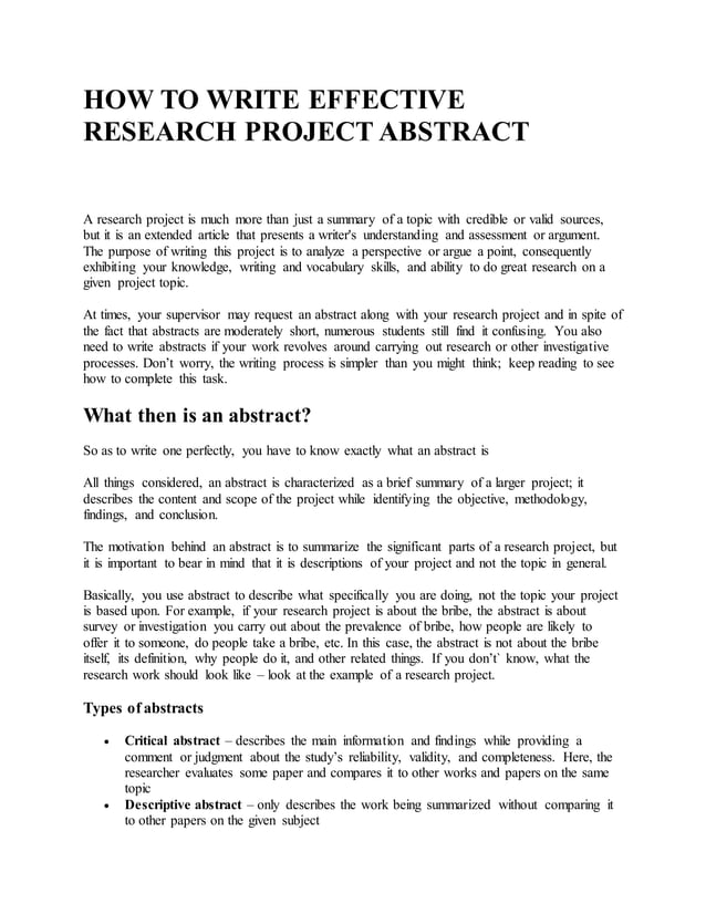How to write effective research project abstract | PDF