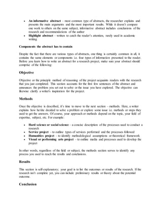 How to write effective research project abstract | PDF