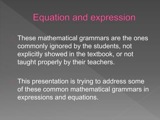 How to write equations &expressions | PPTX