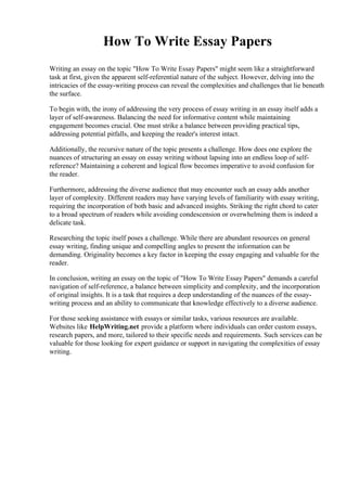 How To Write Essay Papers | PDF | Homework and Study | Education