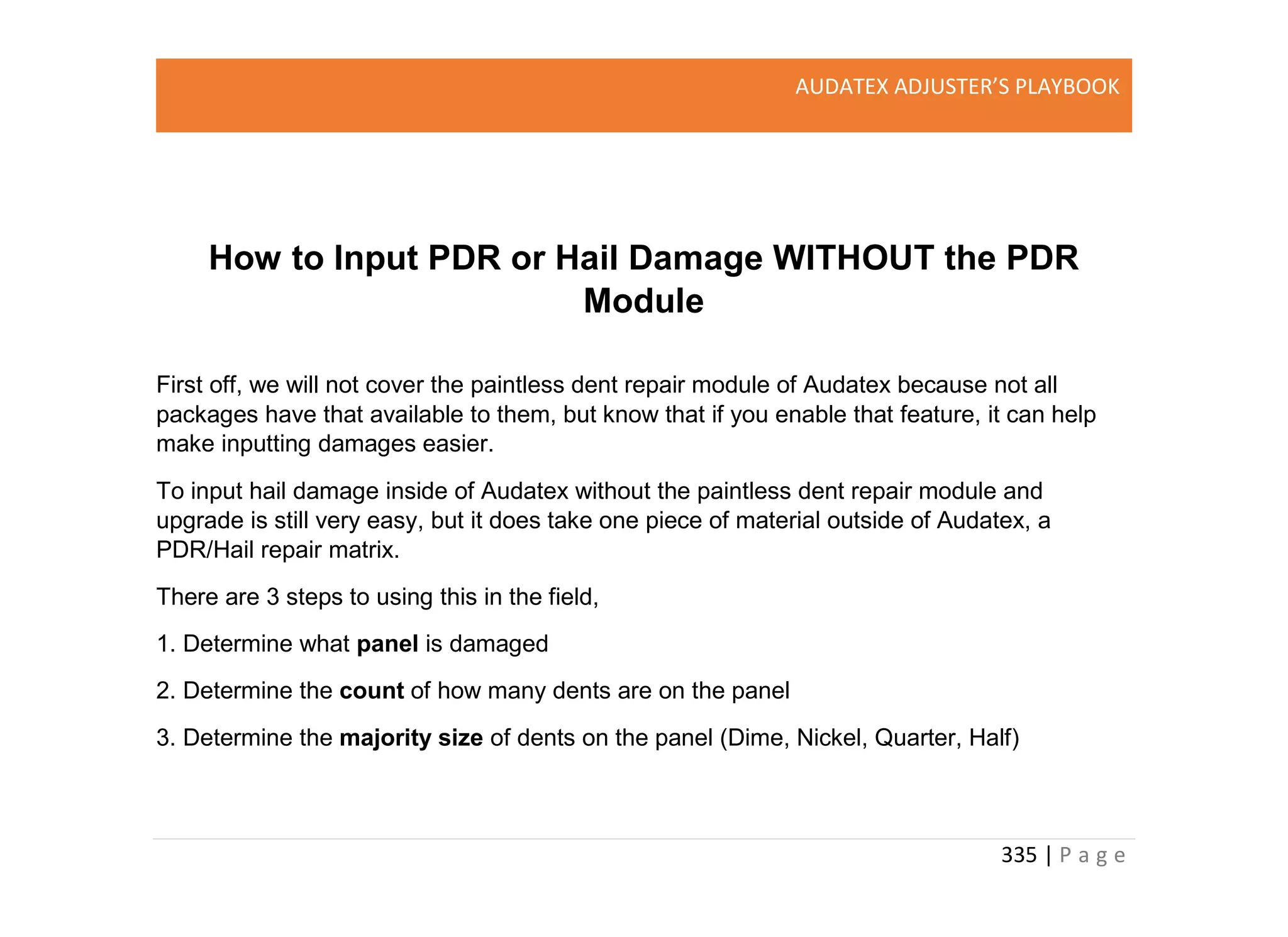 How to Write Hail or PDR Damage in Audatex WITHOUT the PDR Module | PDF