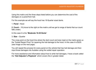 How to Write Hail or PDR Damage in Audatex WITHOUT the PDR Module | PDF