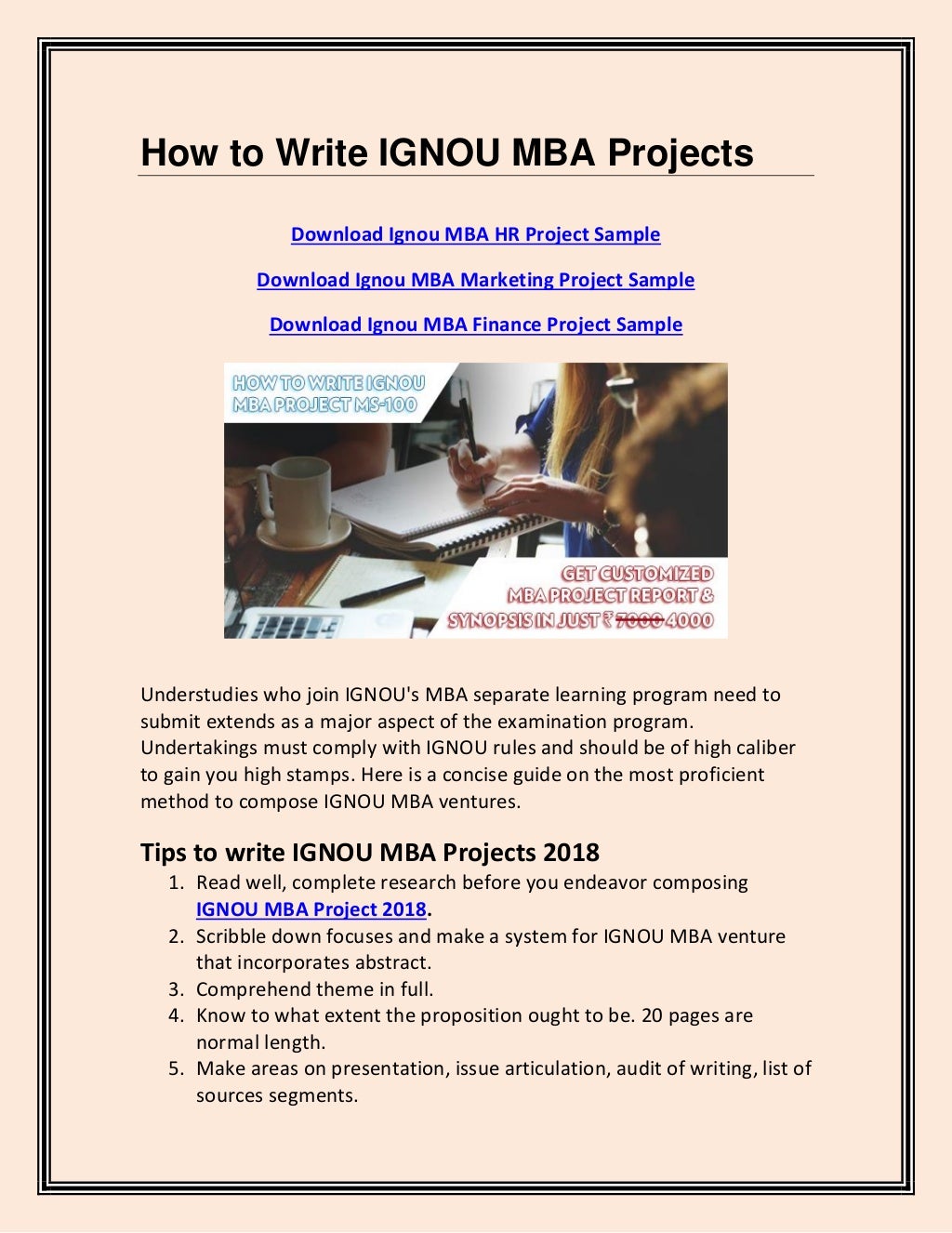 How To Write Ignou Mba Projects