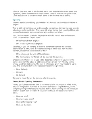 How to write informal letters in english (1) | DOCX