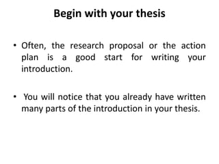 How to write introduction of thesis | PPT