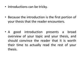 How to write introduction of thesis | PPTX
