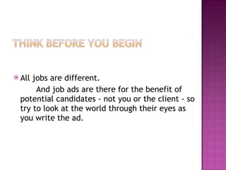 How To Write Job Ad | PPT | Resume Writing and Advice | Job Search