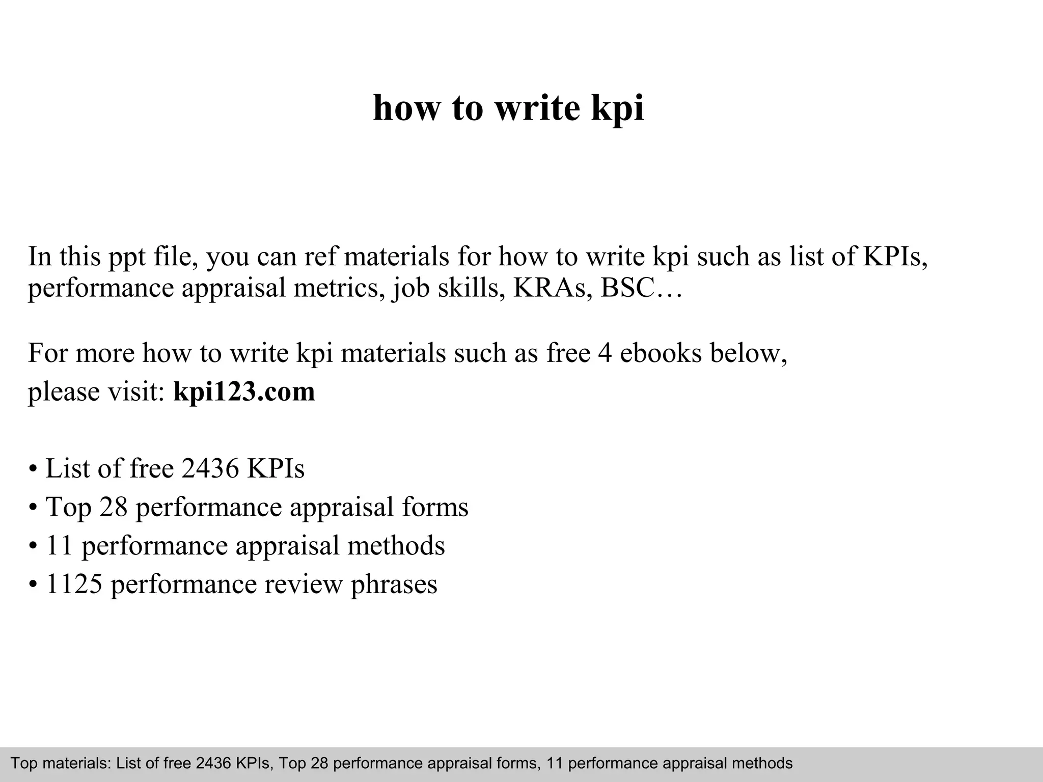 How to write kpi | PPT