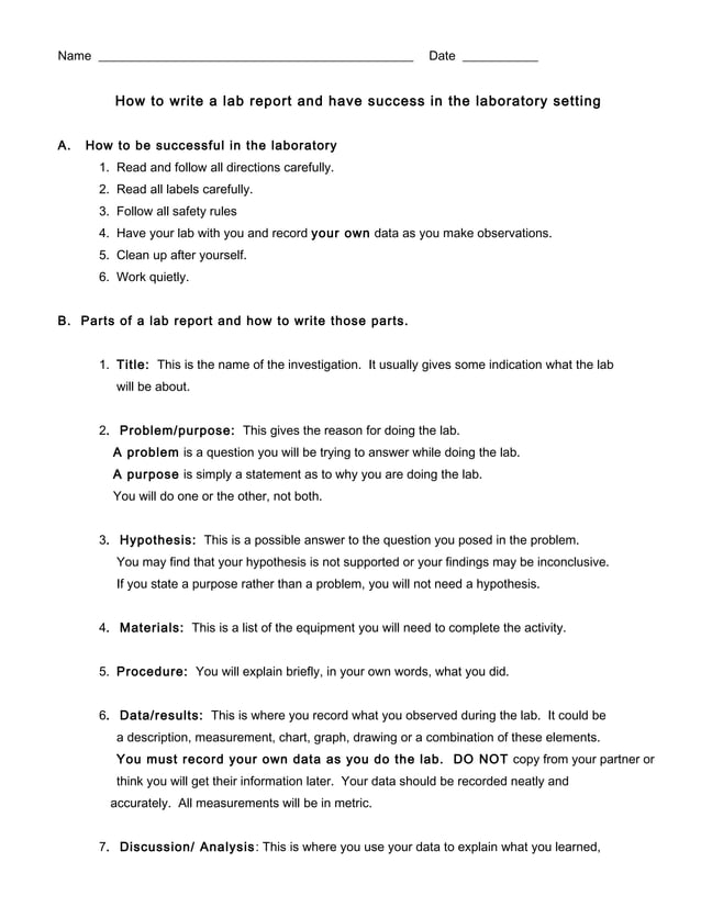 How to write lab report and be success | PDF