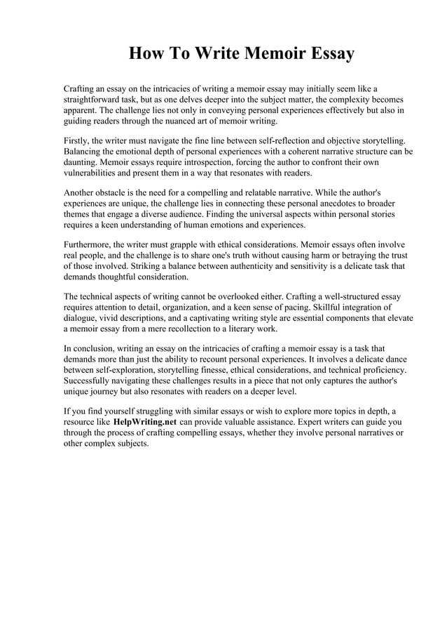 How To Write Memoir Essay. Rochester Institute of Technology | PDF