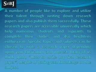 How to write my first research paper | PPTX