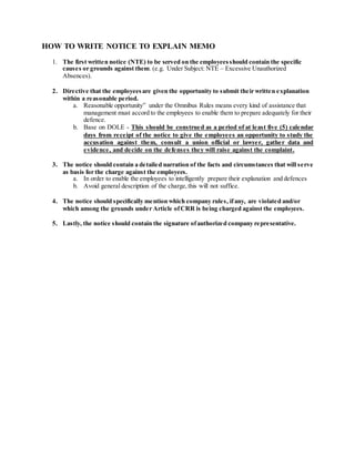 How to write notice to explain memo | DOCX
