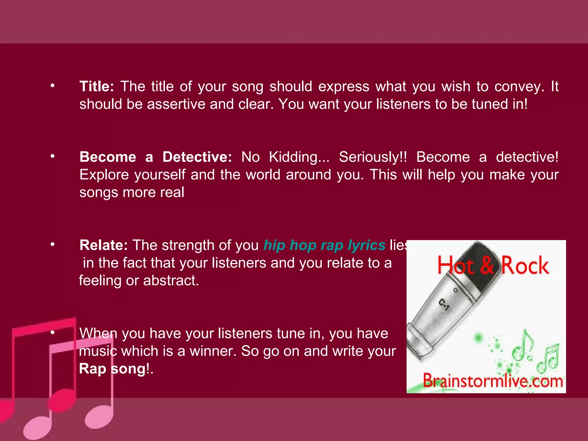 How to write rap songs | PPT