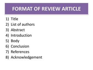 How to write review article | PPT