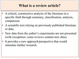 How to write review article ppt | PPTX