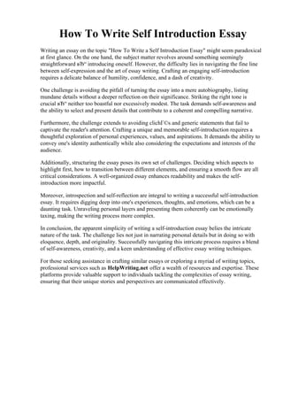 How To Write Self Introduction Essay.pdf