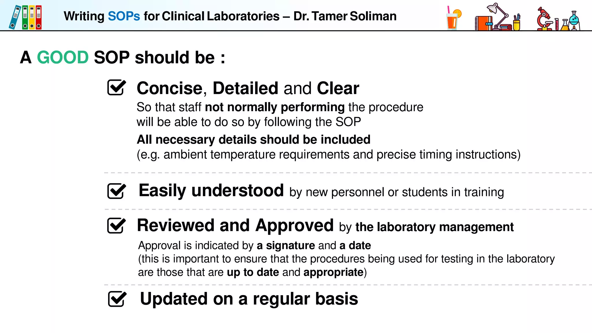 How to write Standard Operating Procedures (SOPs) for clinical laboratories - 1 of 4 | PDF