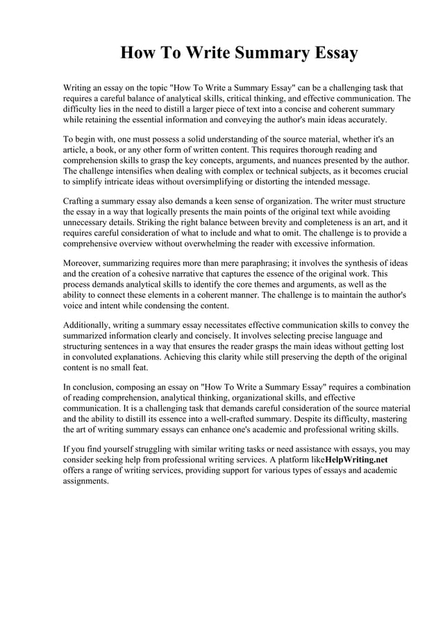 How To Write Summary Essay | PDF