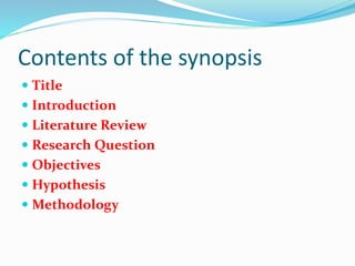 How to write synopsis | PPTX