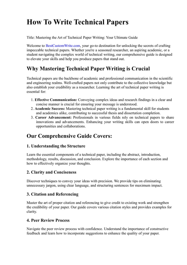 How To Write Technical Papers.pptHow To Write Technical Papers | PPT ...