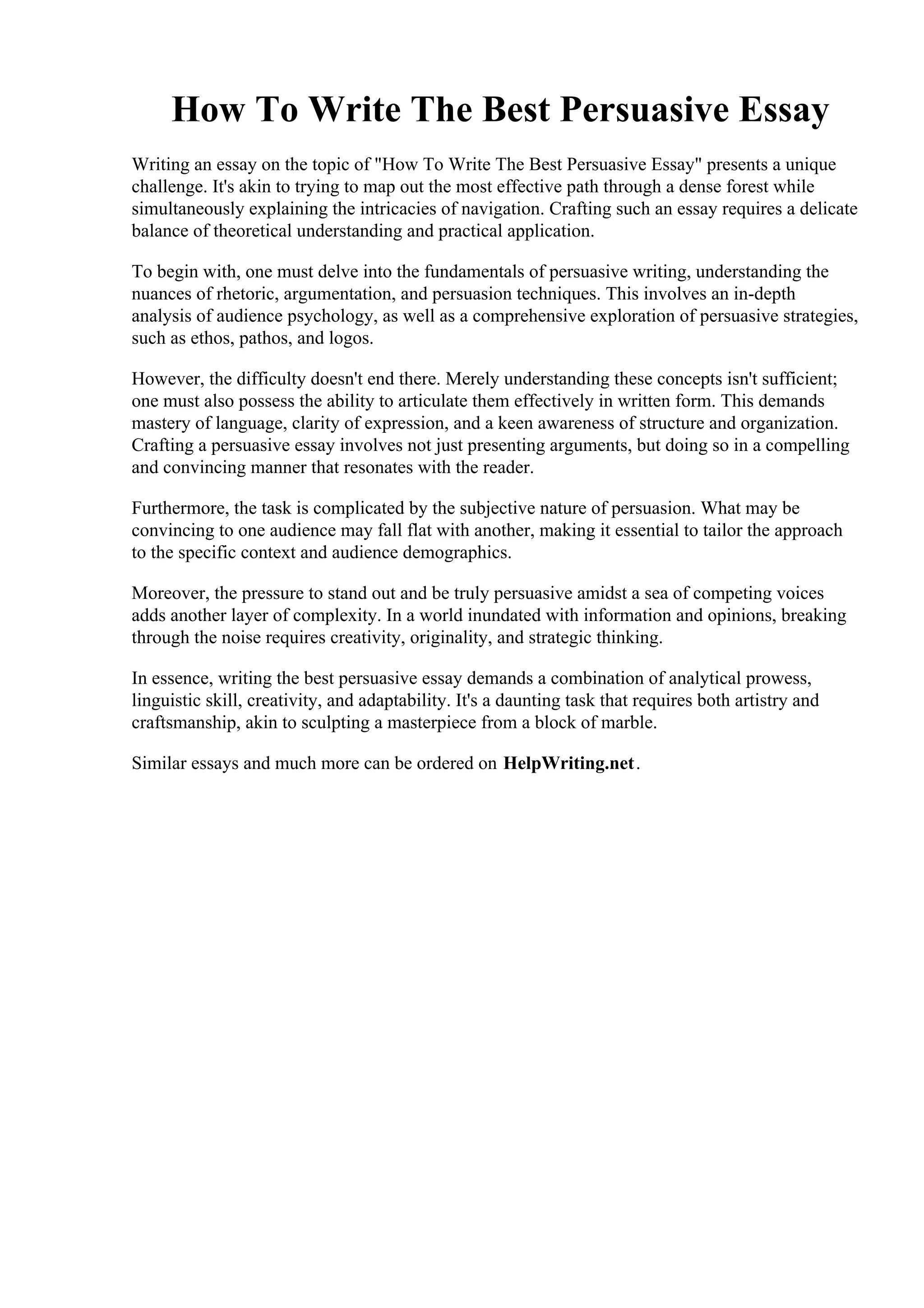 How To Write The Best Persuasive Essay | PDF