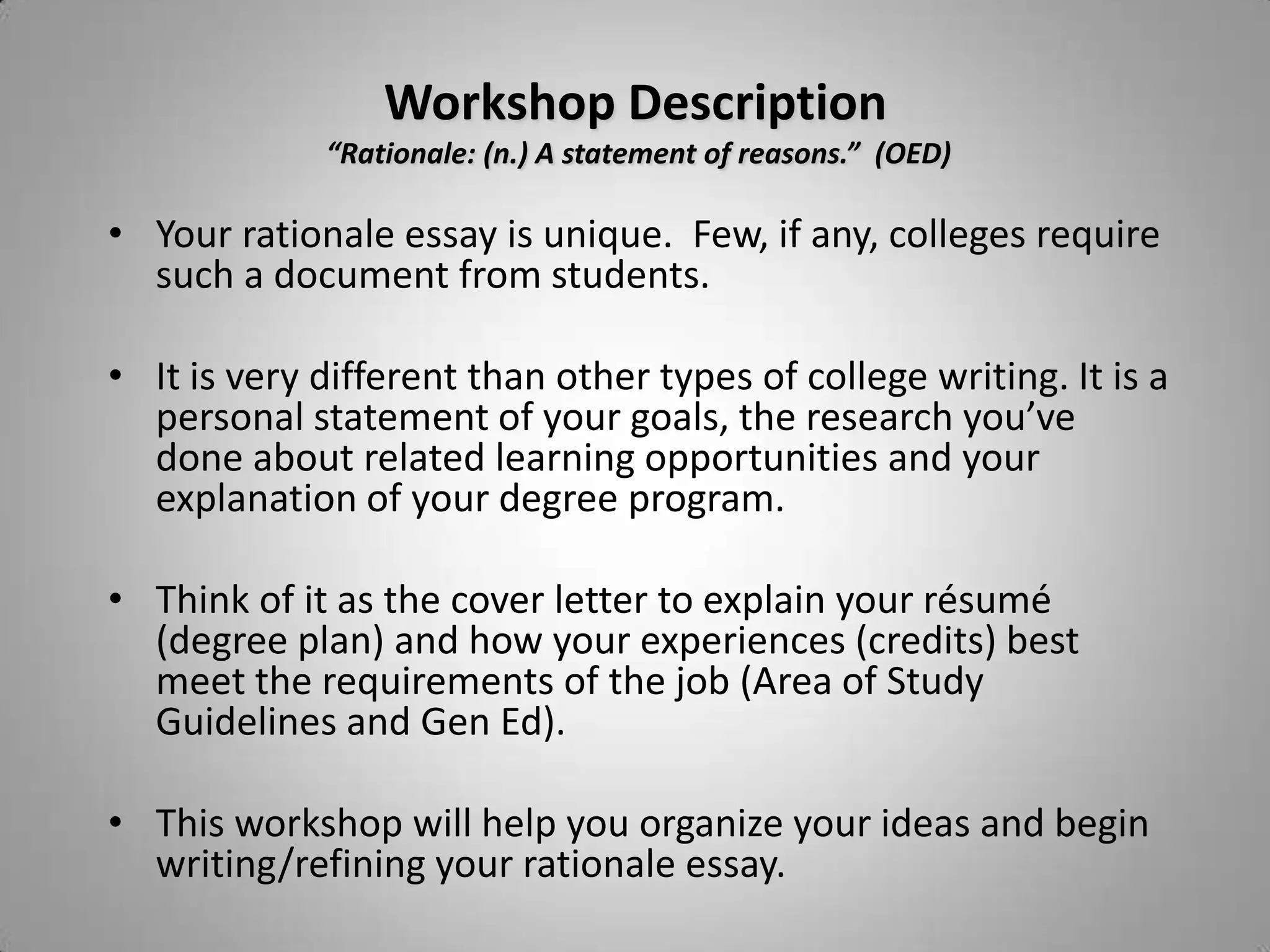 How to write the rationale essay | PPT