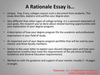 Planning & Writing Your Rationale Essay | PPT