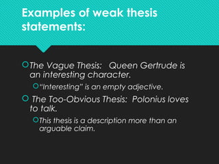 How to Write the Thesis Statement Presentation | PPT