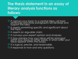 How to Write the Thesis Statement Presentation | PPT