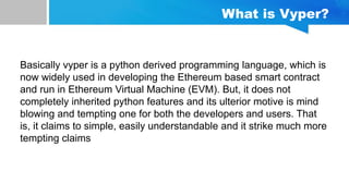 How to write upgradable smart contract in vyper | PPT