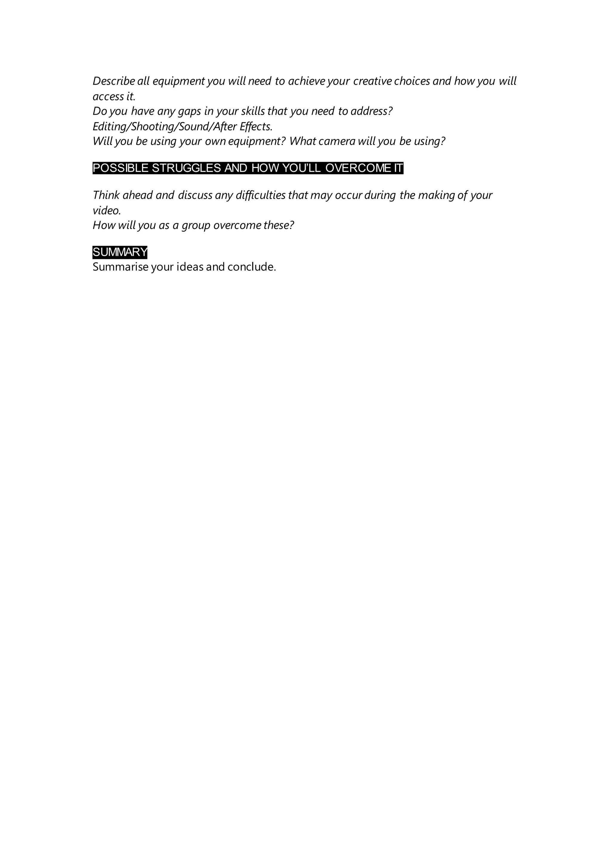How to write your music video treatment | PDF