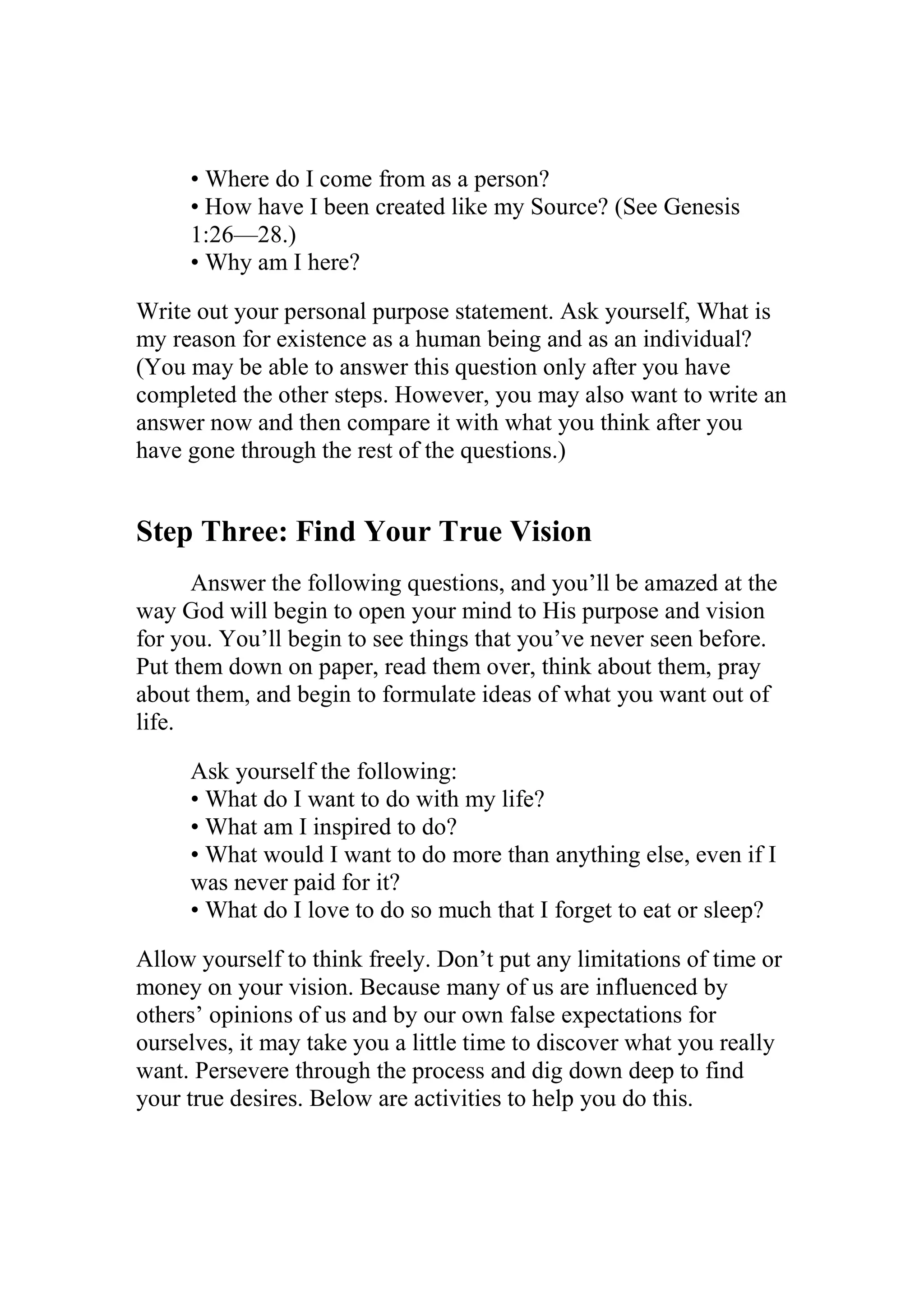 Writing Your Personal Vision Plan | PDF