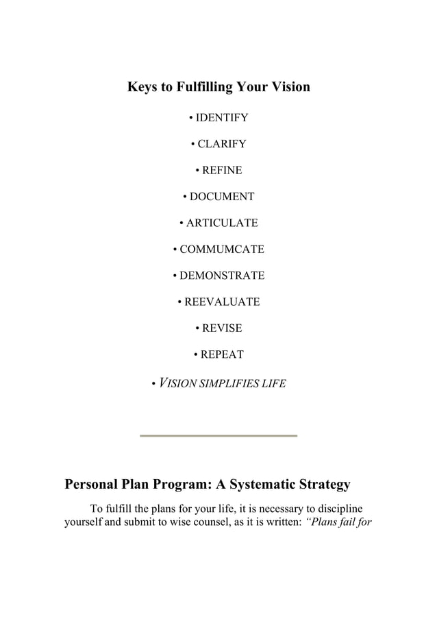 Writing Your Personal Vision Plan | PDF